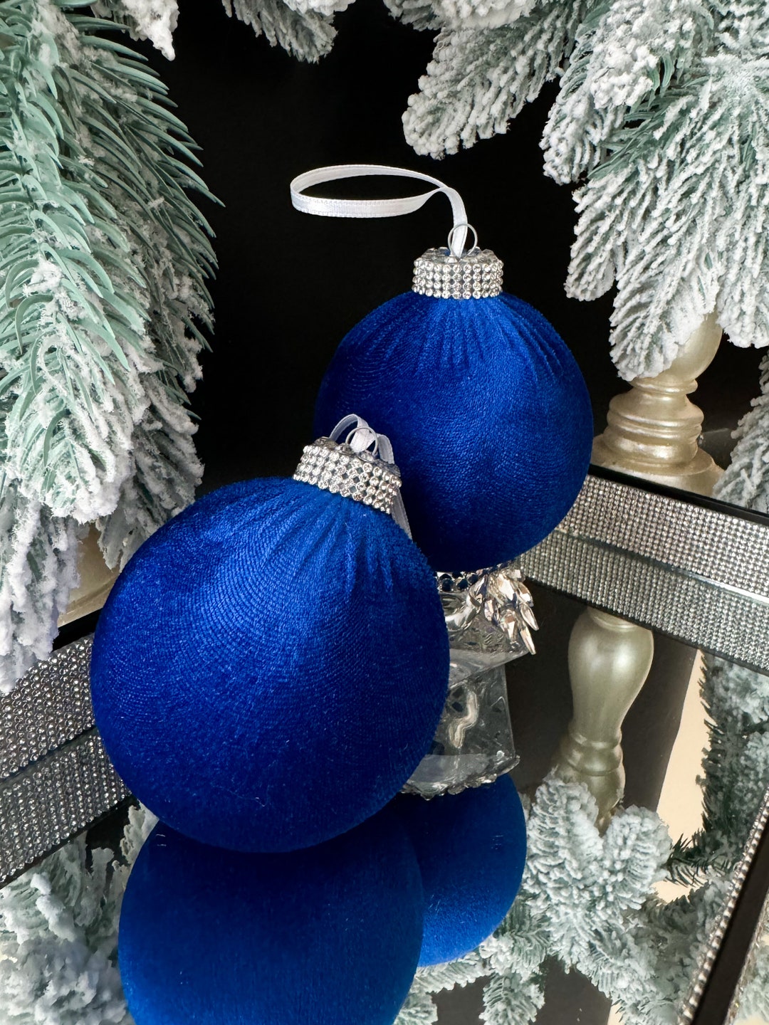 ELECTRIC BLUE CHRISTMAS Velvet Ball 3.15”- Royal Blue Xmas Holiday ...