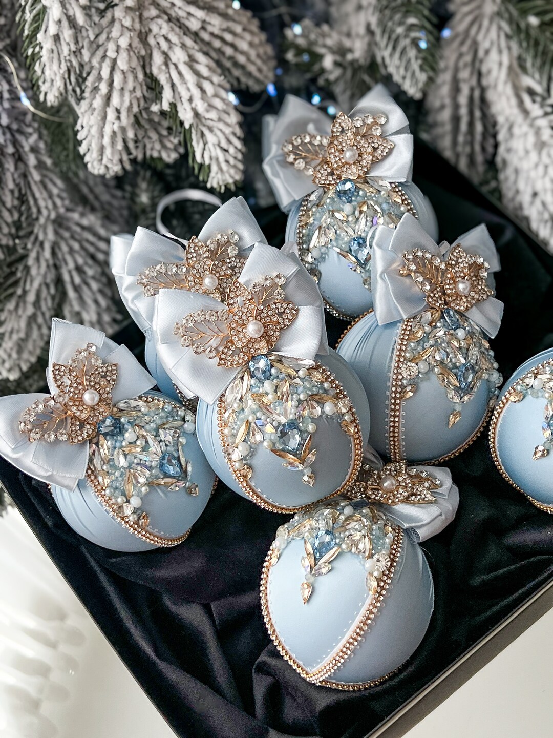 Rhinestone CHRISTMAS DECORATIONS, Blue Christmas Tree Balls,christmas ...
