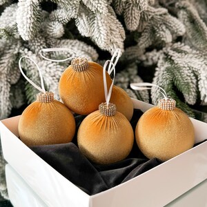 Mustard Christmas Ornaments 3.15”: Gold Xmas Tree Deco Set 5pcs - Etsy