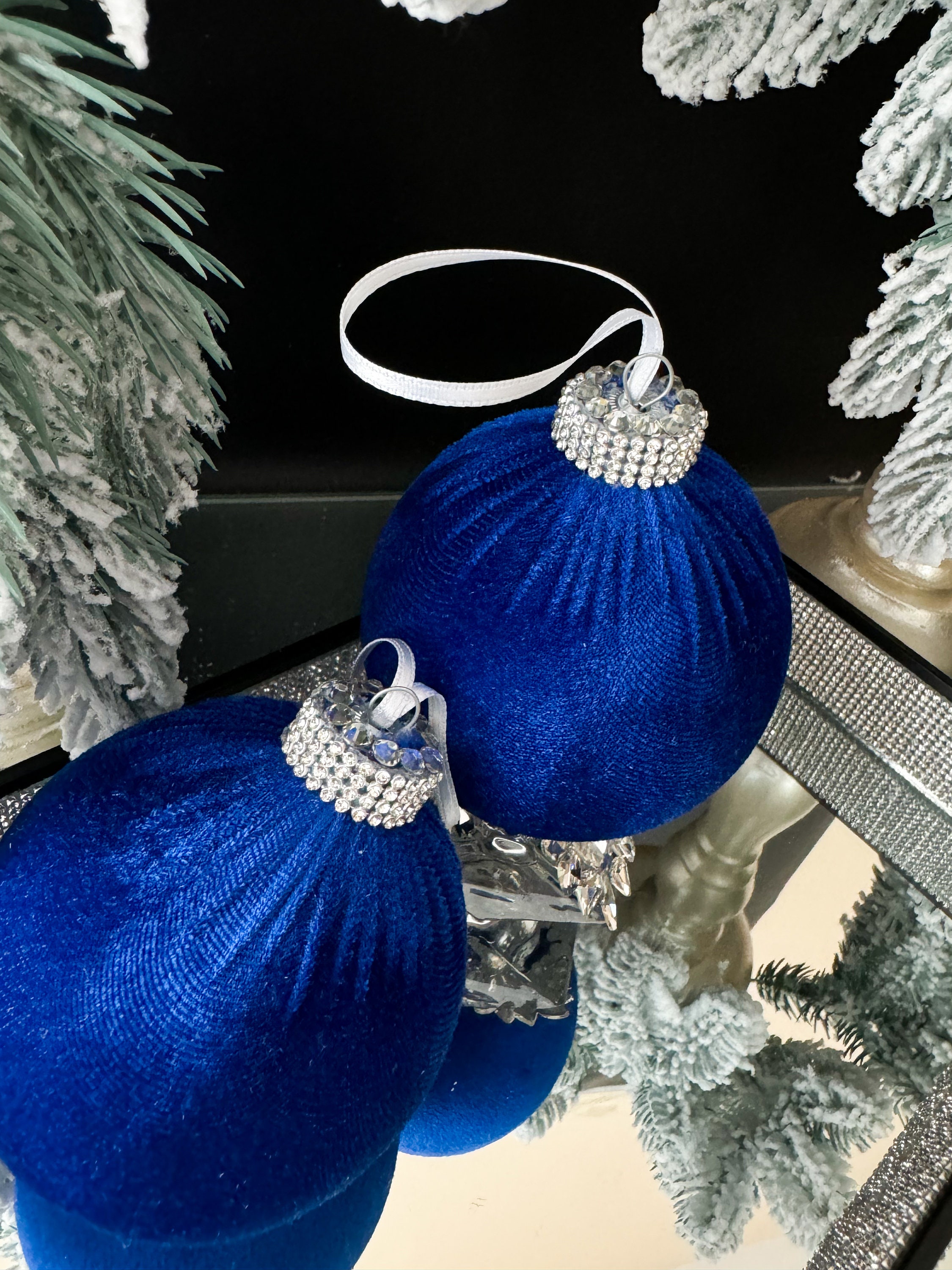 ELECTRIC BLUE CHRISTMAS Velvet Ball 3.15”- Royal Blue Xmas Holiday ...