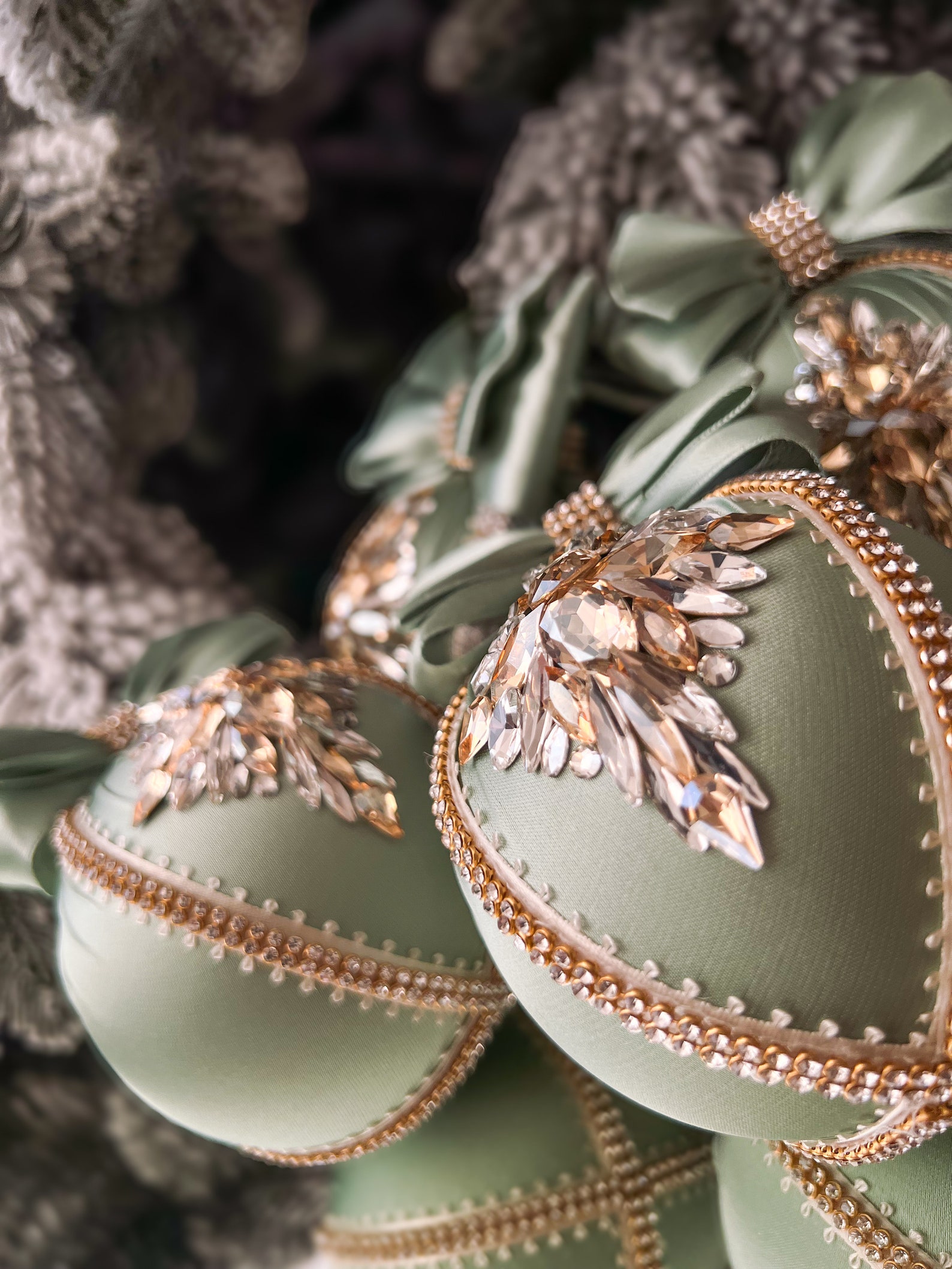 Sage Green Christmas 3.15ornaments, Sage Christmas Balls, Satin ...