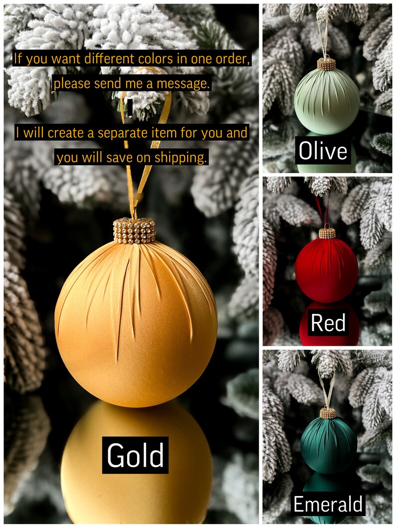 OLIVE TREE DECORATIONS Handmade Silk Christmas Tree Decorations, Green Christmas Ornaments ...