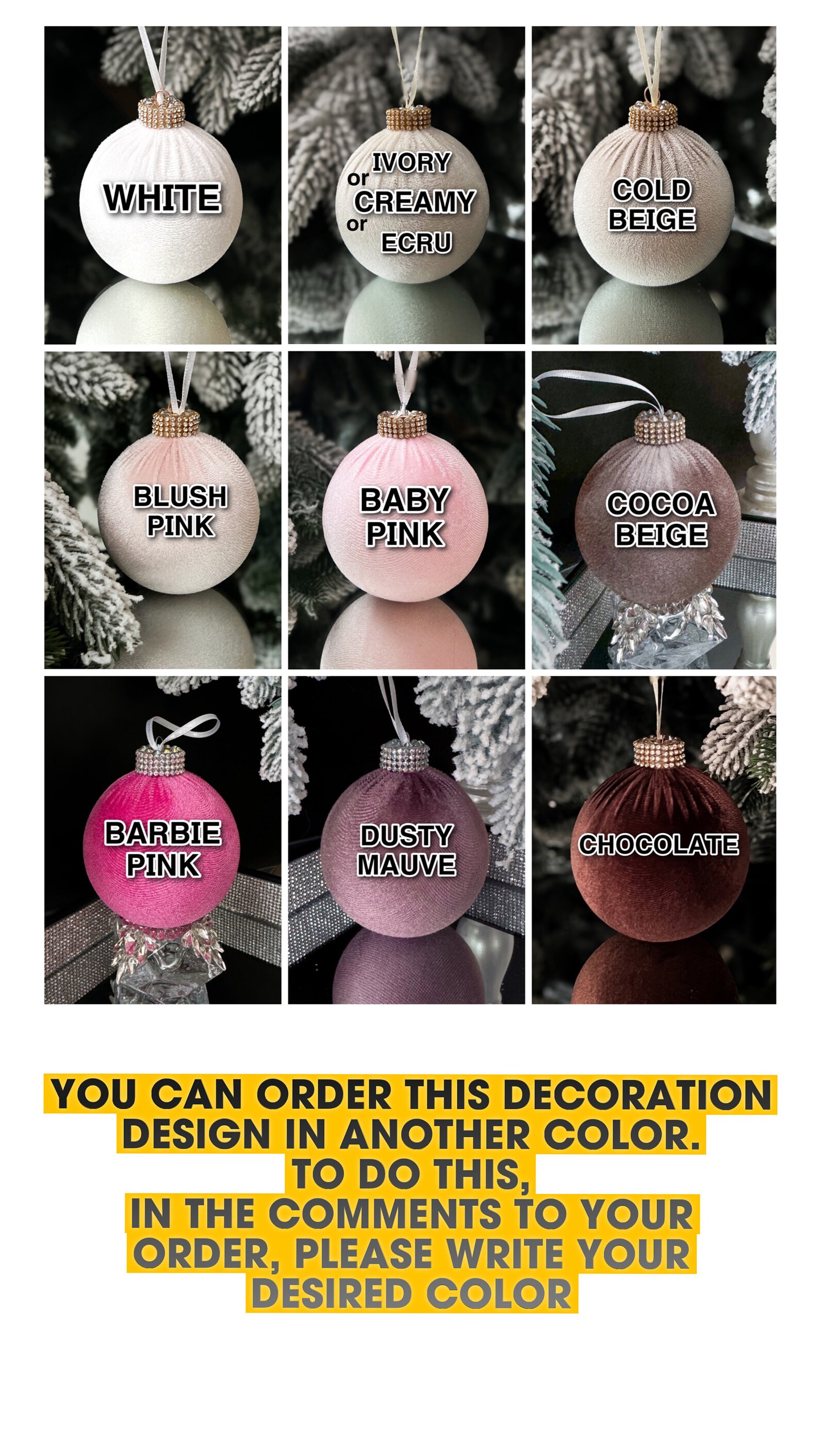 Ivory Christmas Ornaments 3.97/ 3,15, Ivory Velvet Xmas Balls, Ecru ...