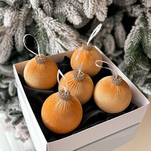 Mustard Christmas Ornaments 3.15”: Gold Xmas Tree Deco Set 5pcs - Etsy