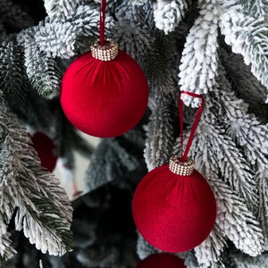 CHRISTMAS RED 3.15” Velvet Decoration, Red Velvet Christmas Ornaments ...