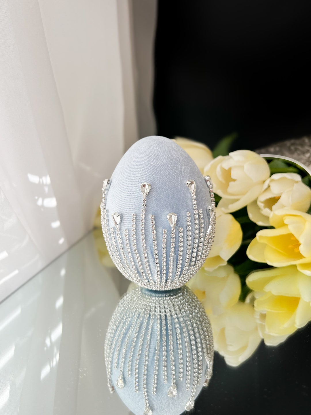 Velvet Blue Easter Egg 4”.spring Pastel Color Decor,kitchen Decor Vase ...