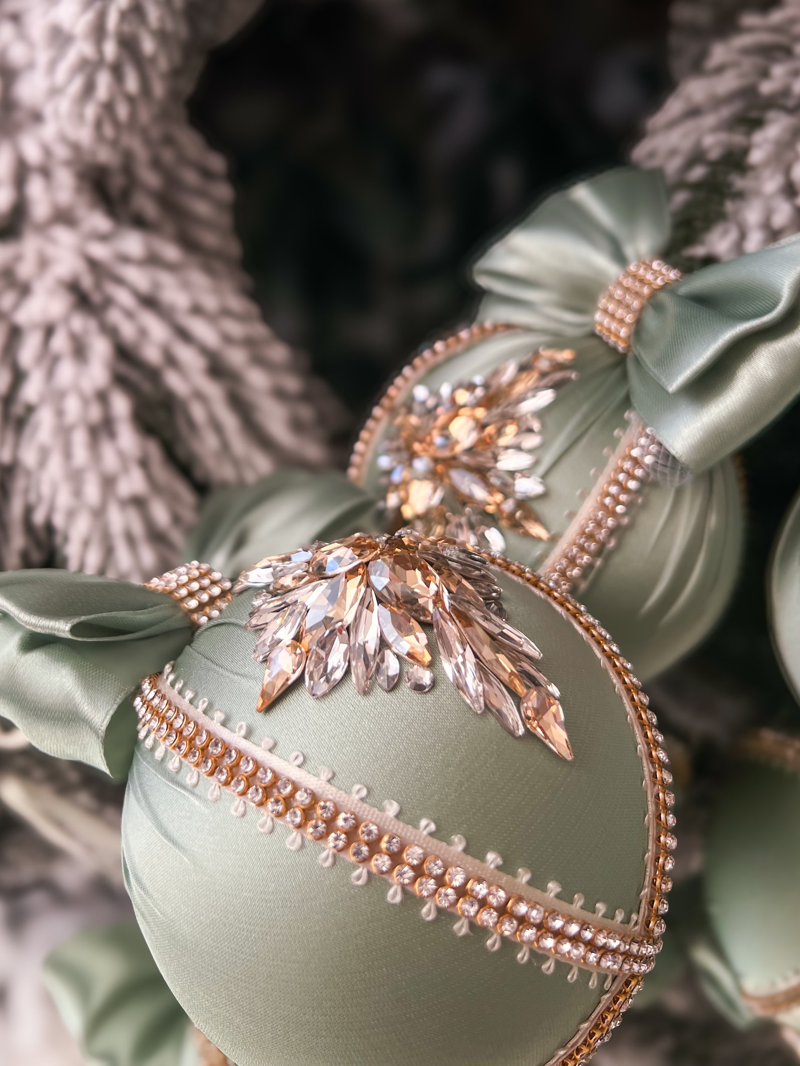 Sage Green Christmas 3.15ornaments, Sage Christmas Balls, Satin ...