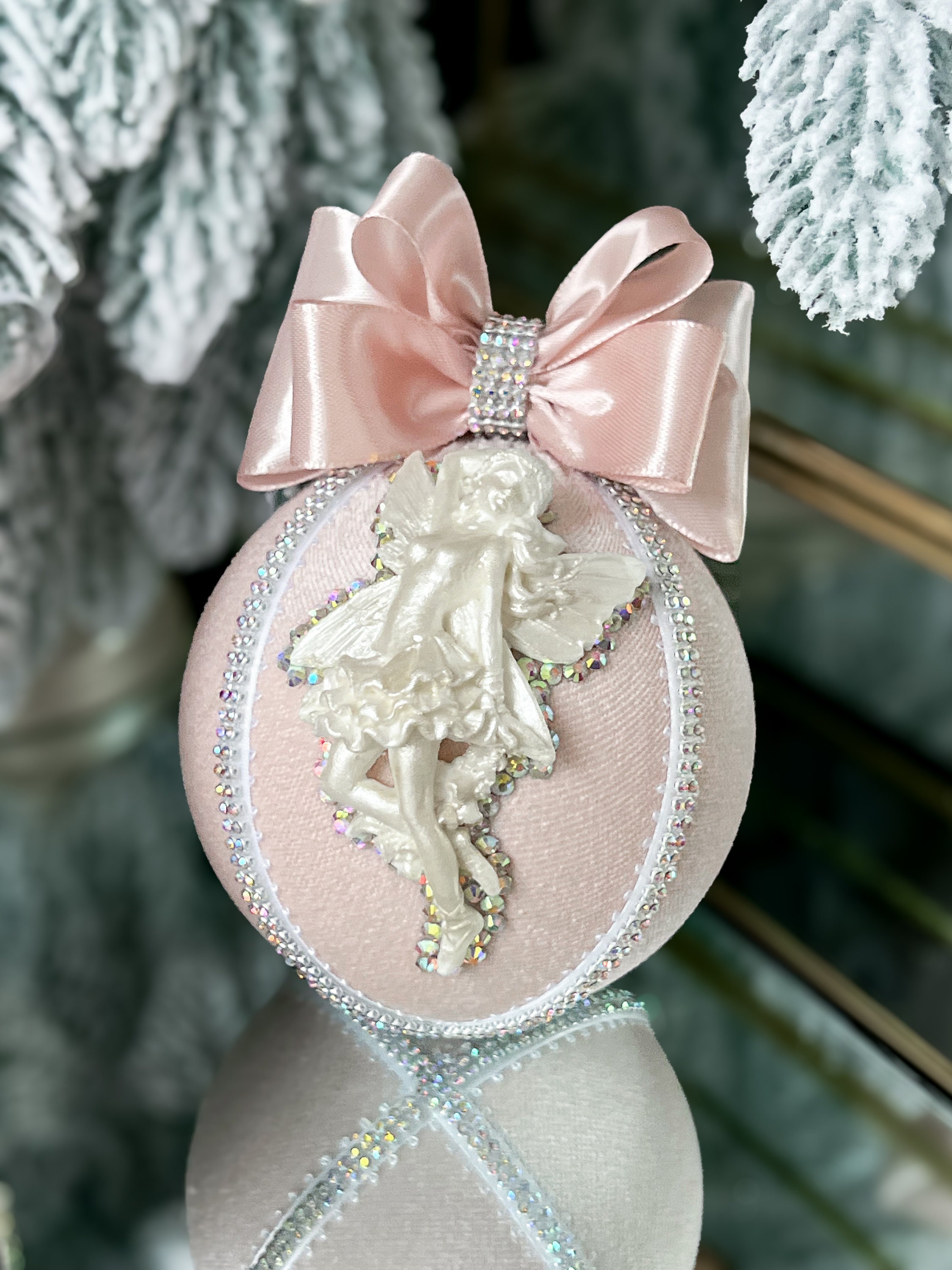 Blush Pink Rhinestone Christmas 3.97decorations / Blush Pink Christmas ...