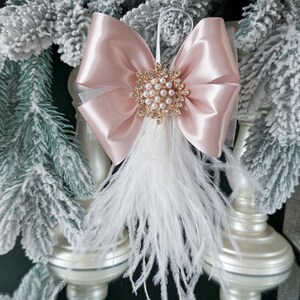 CHRISTMAS BLUSH PINK Bows 5*8 Inches. Blush Pink Christmas Ornaments ...