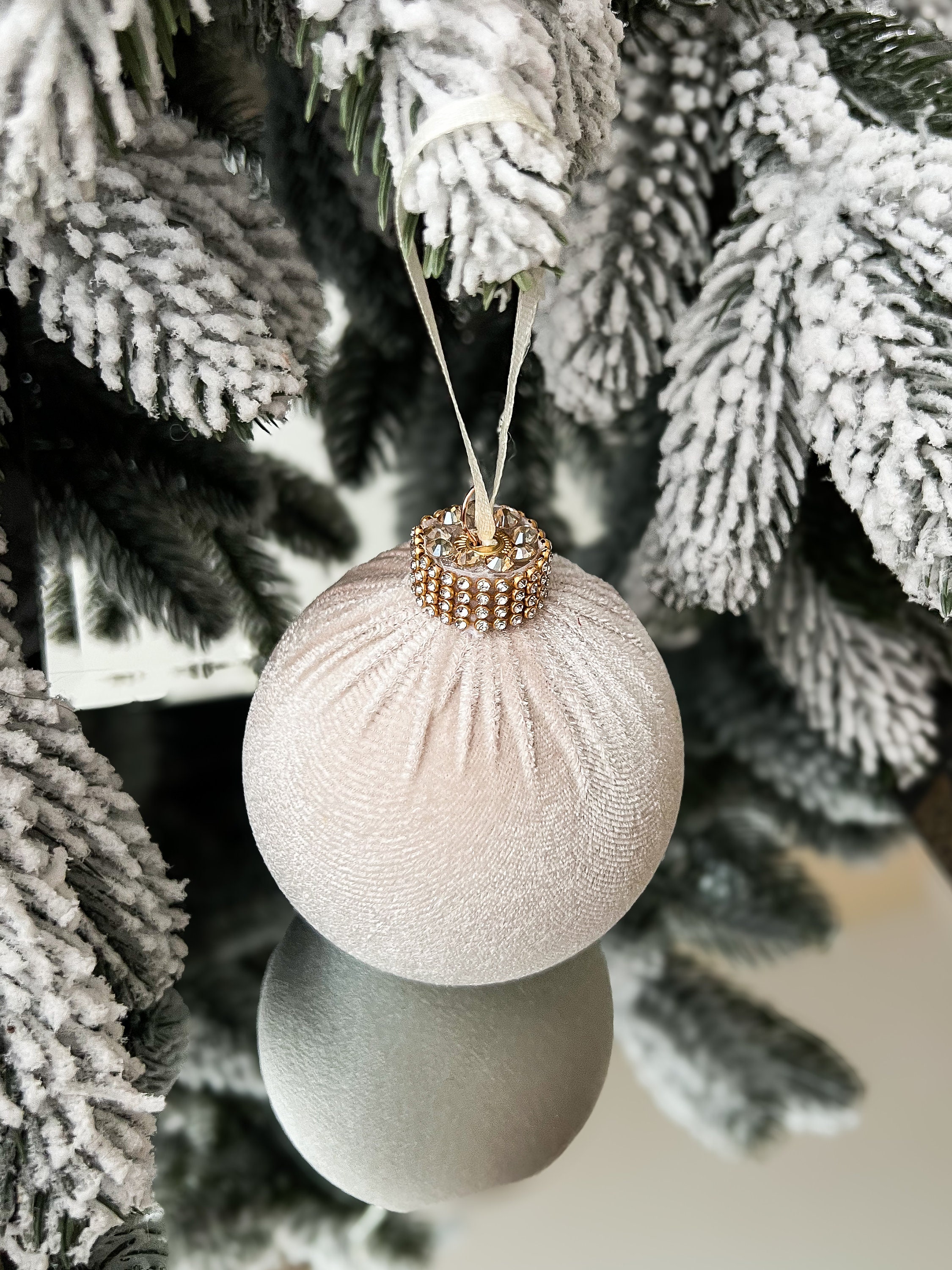 BEIGE TREE DECORATIONS Handmade Velvet Christmas Balls, Beige Christmas ...