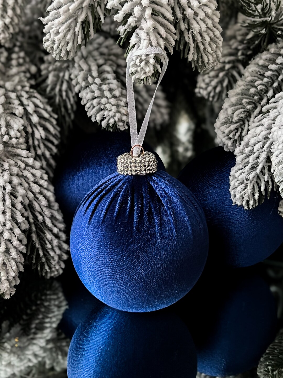 NAVY BLUE CHRISTMAS Velvet Decoration 3.15”,blue Xmas Balls,blue ...