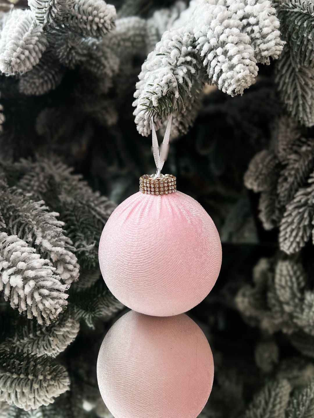 BABY PINK CHRISTMAS Ornaments , Pink Velvet Balls, Baby Pink Christmas ...