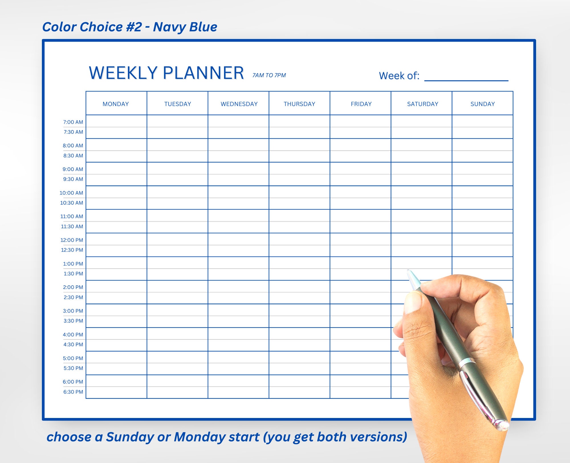 Time Blocking Printable Planner | 12 Hour Daily Planner With 30 Minute ...