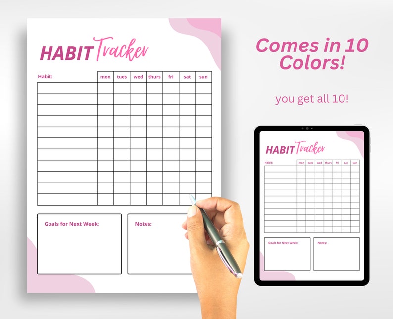 Rainbow Daily Habit Tracker Printable | Everyday Weekly Habit Tracker ...