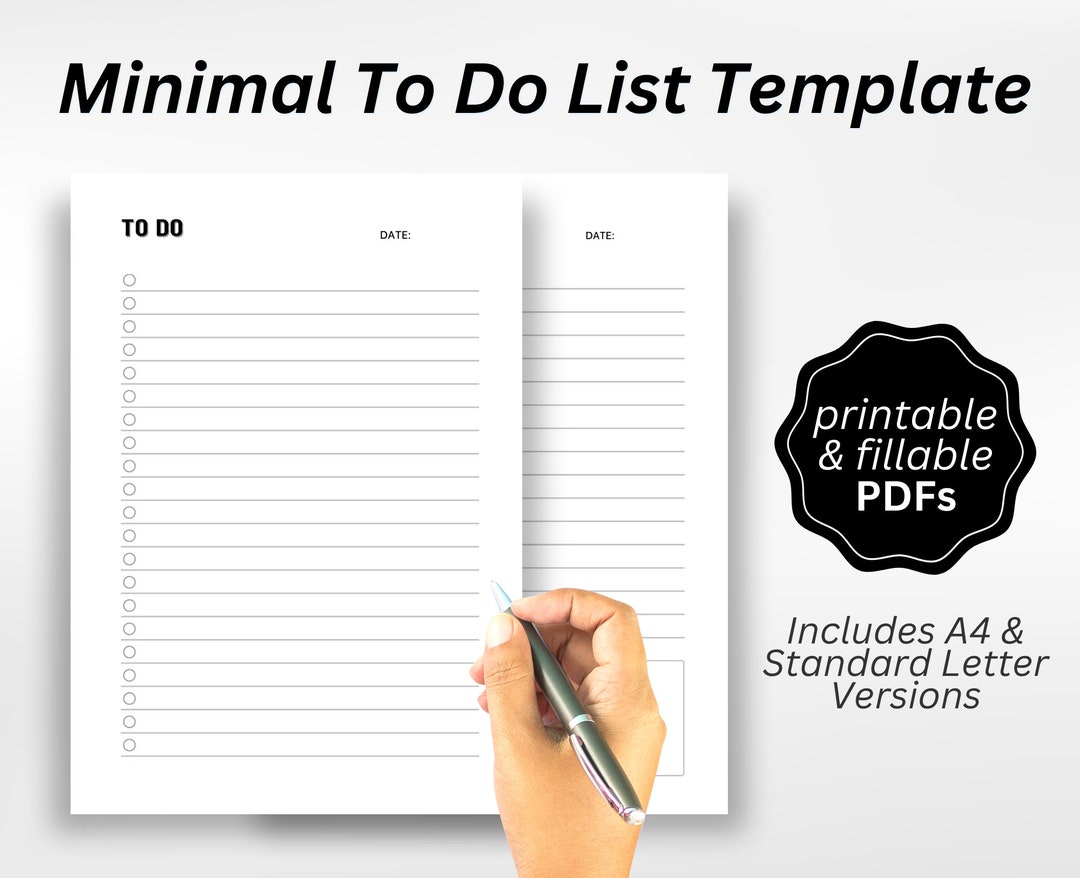 Minimal and Modern Printable to Do List, Simple Tasks Template ...