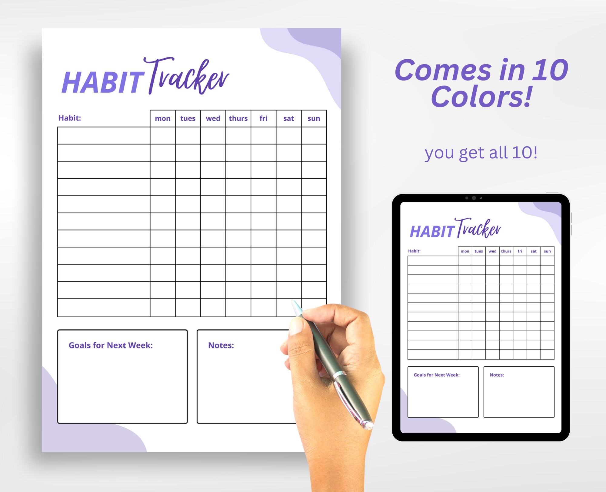 Rainbow Daily Habit Tracker Printable | Everyday Weekly Habit Tracker ...