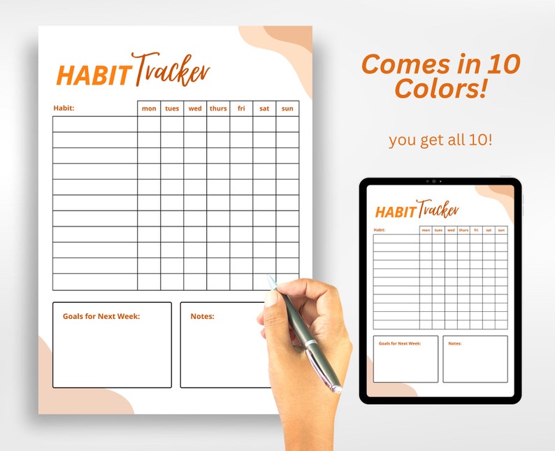 Rainbow Daily Habit Tracker Printable Everyday Weekly Habit Tracker ...