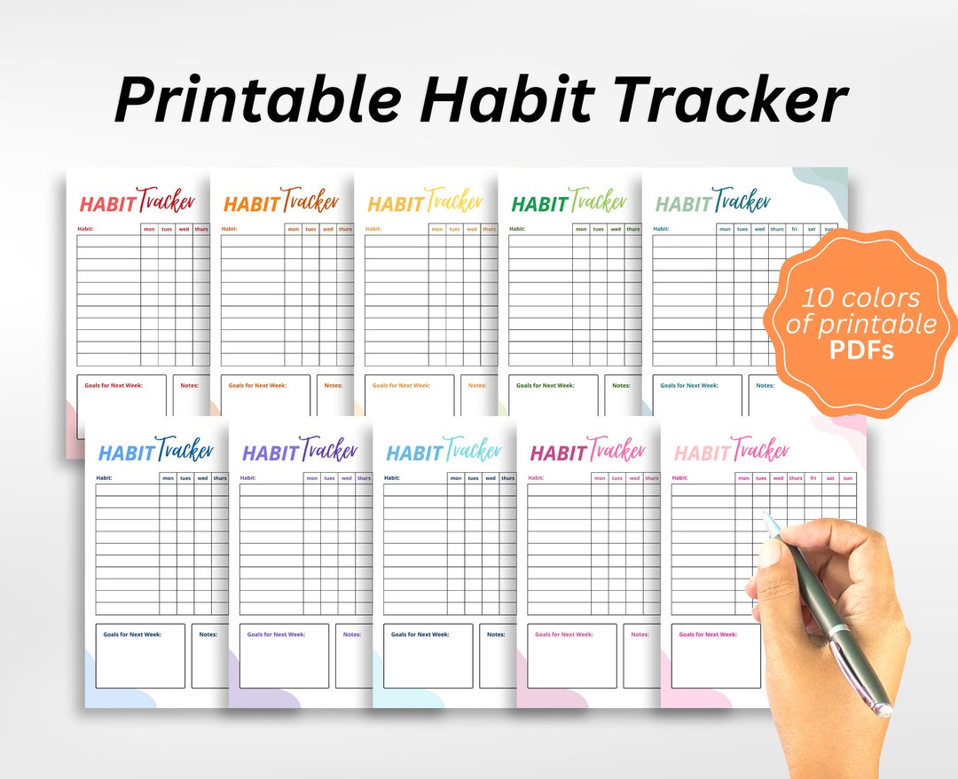 Rainbow Daily Habit Tracker Printable | Everyday Weekly Habit Tracker ...