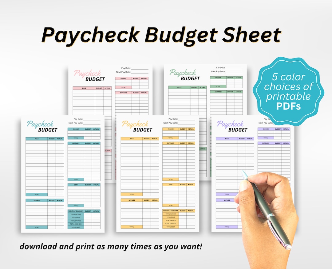 Paycheck Breakdown Budget Sheet, Digital Download, Printable, Monthly ...
