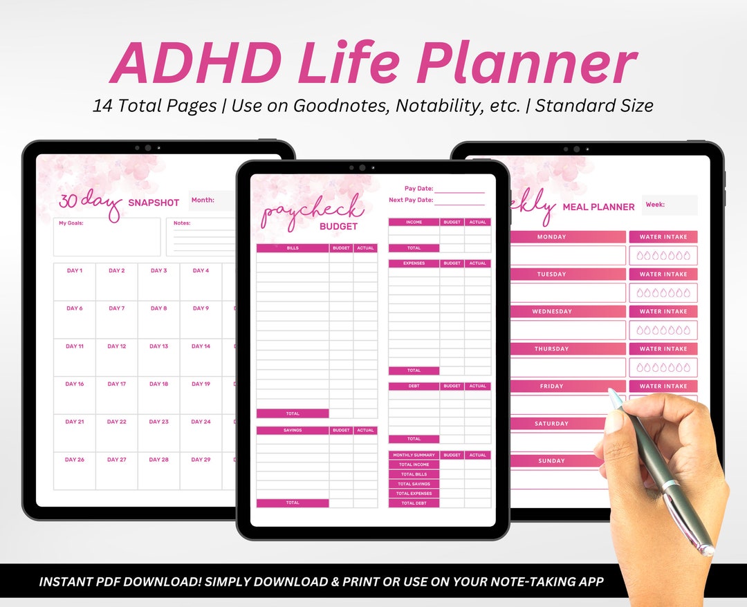 ADHD Digital Goodnotes Planner, ADHD Planner, ADHD Journal, Adult Daily ...