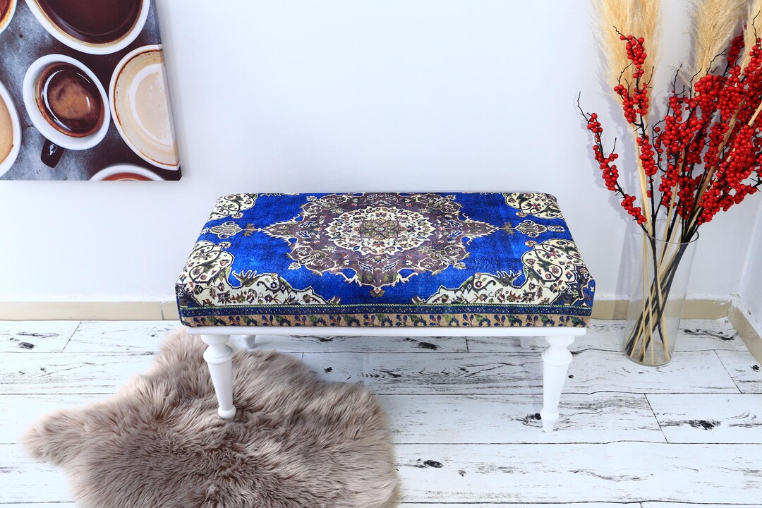 Turkish Rug Bench, Upholstered Bench, Wood Bench, Ottoman Bench ...