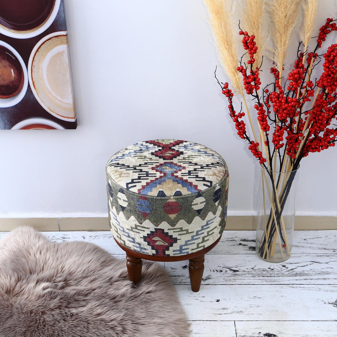 Vintage Rug Bench, Pouf Ottoman, Footstool Bench, Bean Bag Bench, Woven ...