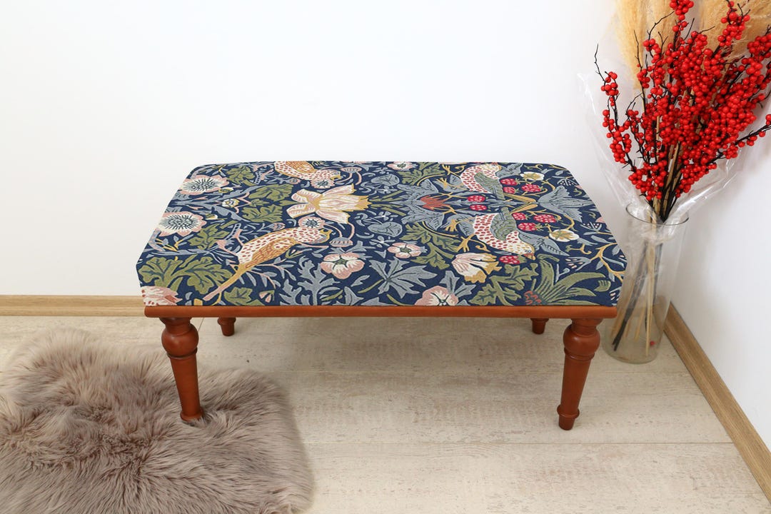 William Morris Bench, Upholstered Footstool, Floral Ottoman, Entryway ...