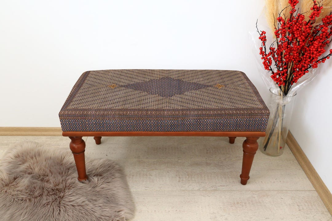 Vintage Rug Bench, Handmade Furniture, Upholstered Bench, Sitting ...