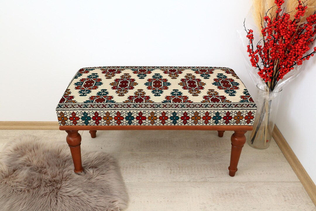 Tribal Print Rug Bench, Authentic Bench, Entryway Bench, Bench for ...