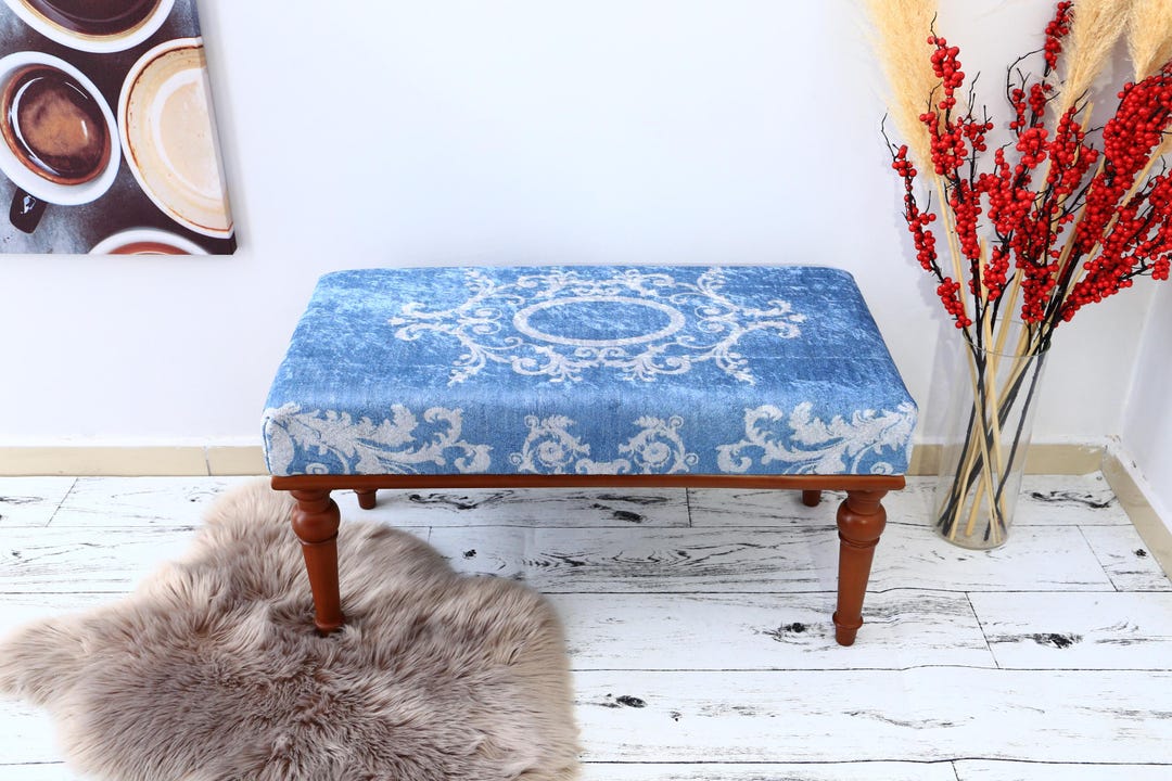 Rugs Bench, Ottoman Bench, Upholstered Bench, Turkish Rug Bench, Home ...