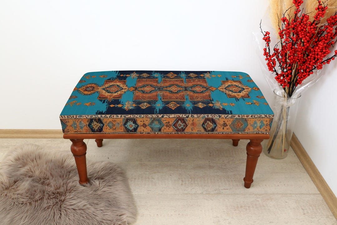 Turkish Entryway Bench, Bedroom Bench Decor, Boho Ottoman, Turkish Foot ...