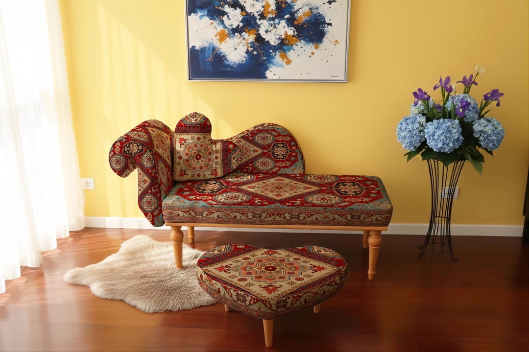 Cozy Reading Corner, Patterned Sofa, Sofa With Pouf, Divan Bed, Corner ...