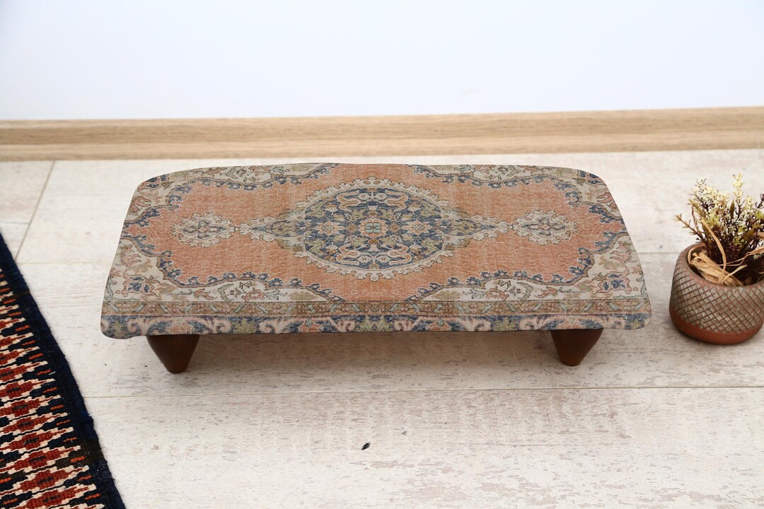 Rustic Step Stool, Handmade Wooden Kilim Stool, Boho Accent Furniture ...