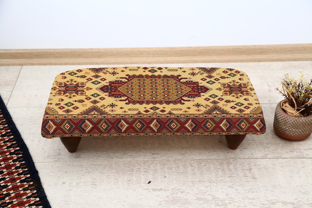 Classic Yellow-toned Footstool With Traditional Patterns, Bedside ...