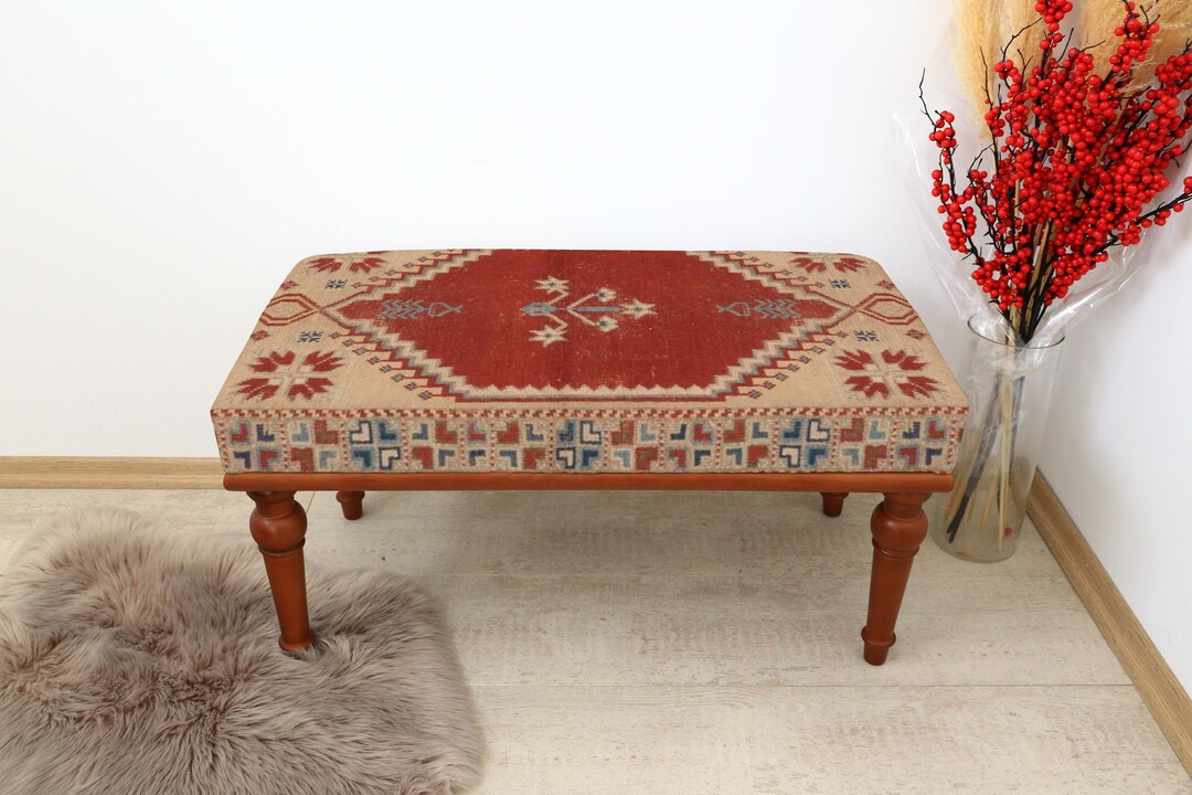 Kilim Bench, Ottoman Bench, Upholstered Bench, Turkish Rug Bench, Home ...