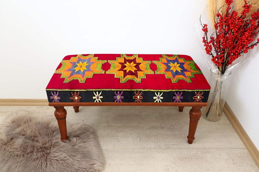 Turkish Accent Bench, Ottoman Style Seating, Upholstered Dining Bench ...