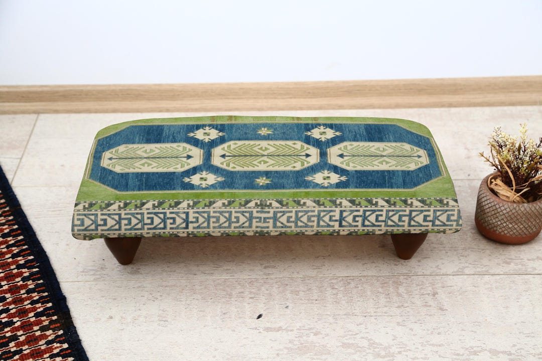 Stylish Footstool With Colorful Geometric Pattern, Bohemian Turkish ...