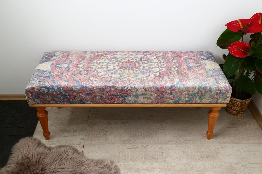 Bohemian Bench, Wooden Seat, Rustic Home Decor, Living Room Furniture ...