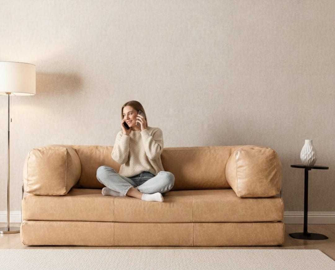 Modern Leather Floor Sofa, Modular Lounge Sectional, Low Profile ...