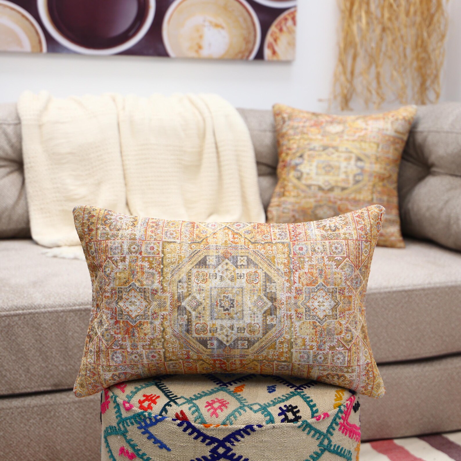 Aztec Design Pillow, Bohemian Home Decor, Geometric Throw Cushion ...
