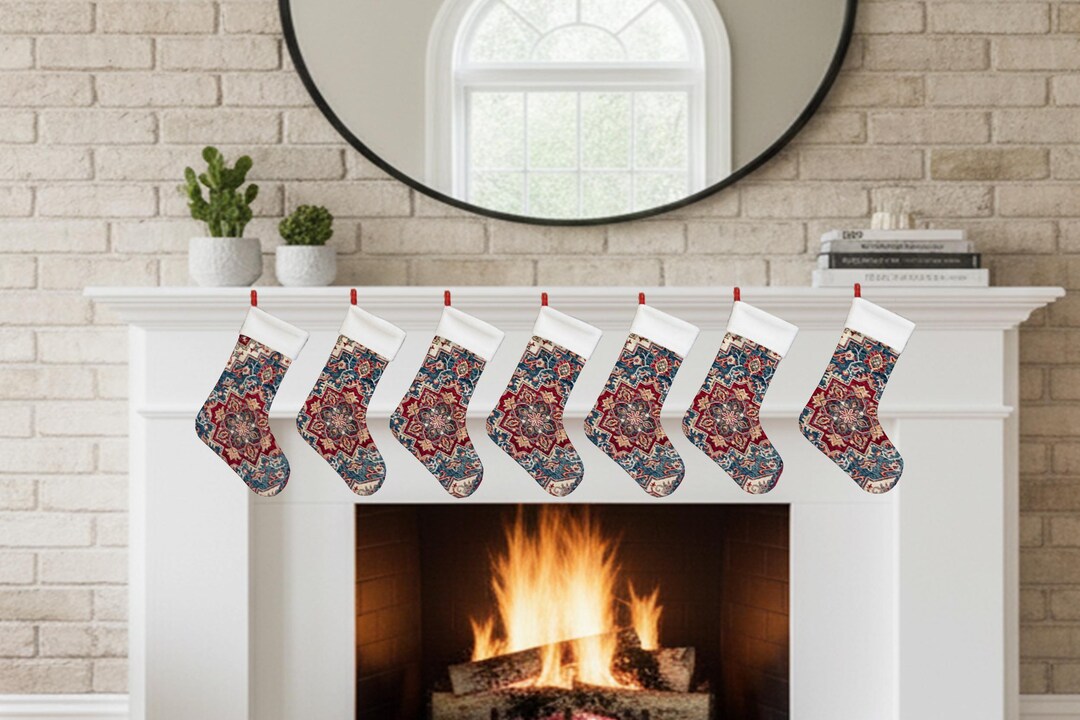 Scandinavian Boho Christmas Stocking, Personalized Rustic Farmhouse ...