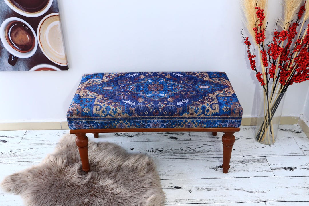 Kilim Pattern, Coffee Bench, Ottoman Bench, Upholstered Bench, Turkish ...