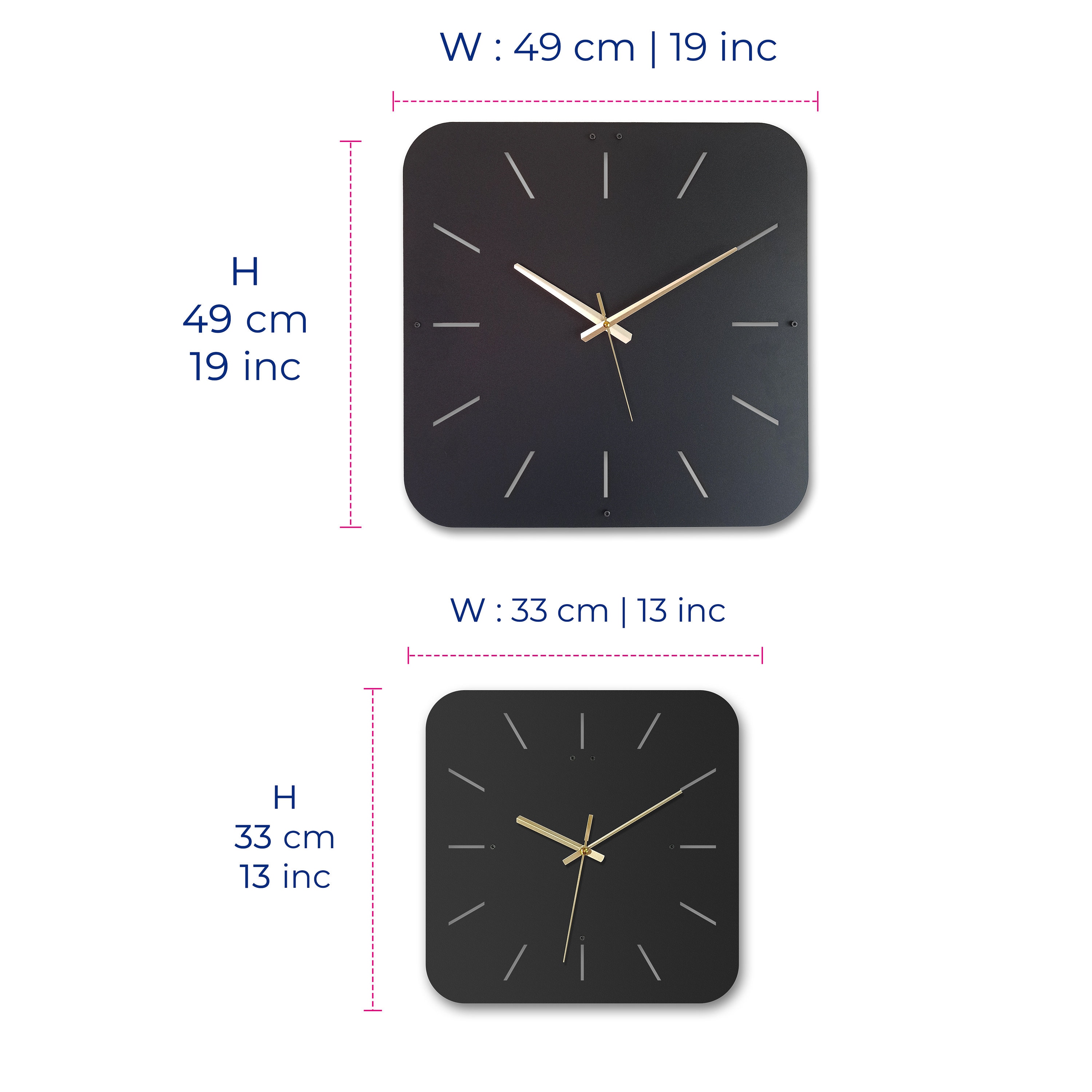 Black Minimalist Metal Wall Clock Kitchen Clock Farmhouse - Etsy