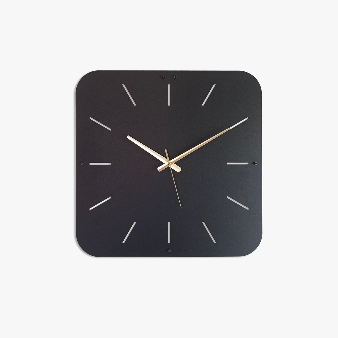 Black Minimalist Metal Wall Clock, Kitchen Clock, Farmhouse Clock ...