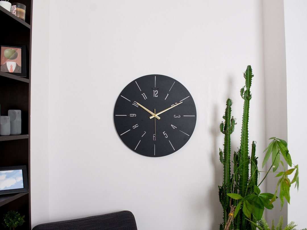 Black Modern Metal Wall Clock Rustic Wall Clock Silent Wall - Etsy