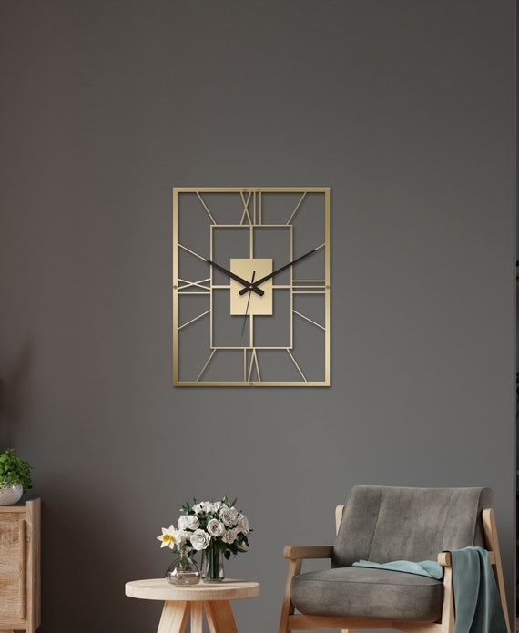 Gold Roman Metal Wall Clock Rustic Wall Clock Silent Wall - Etsy