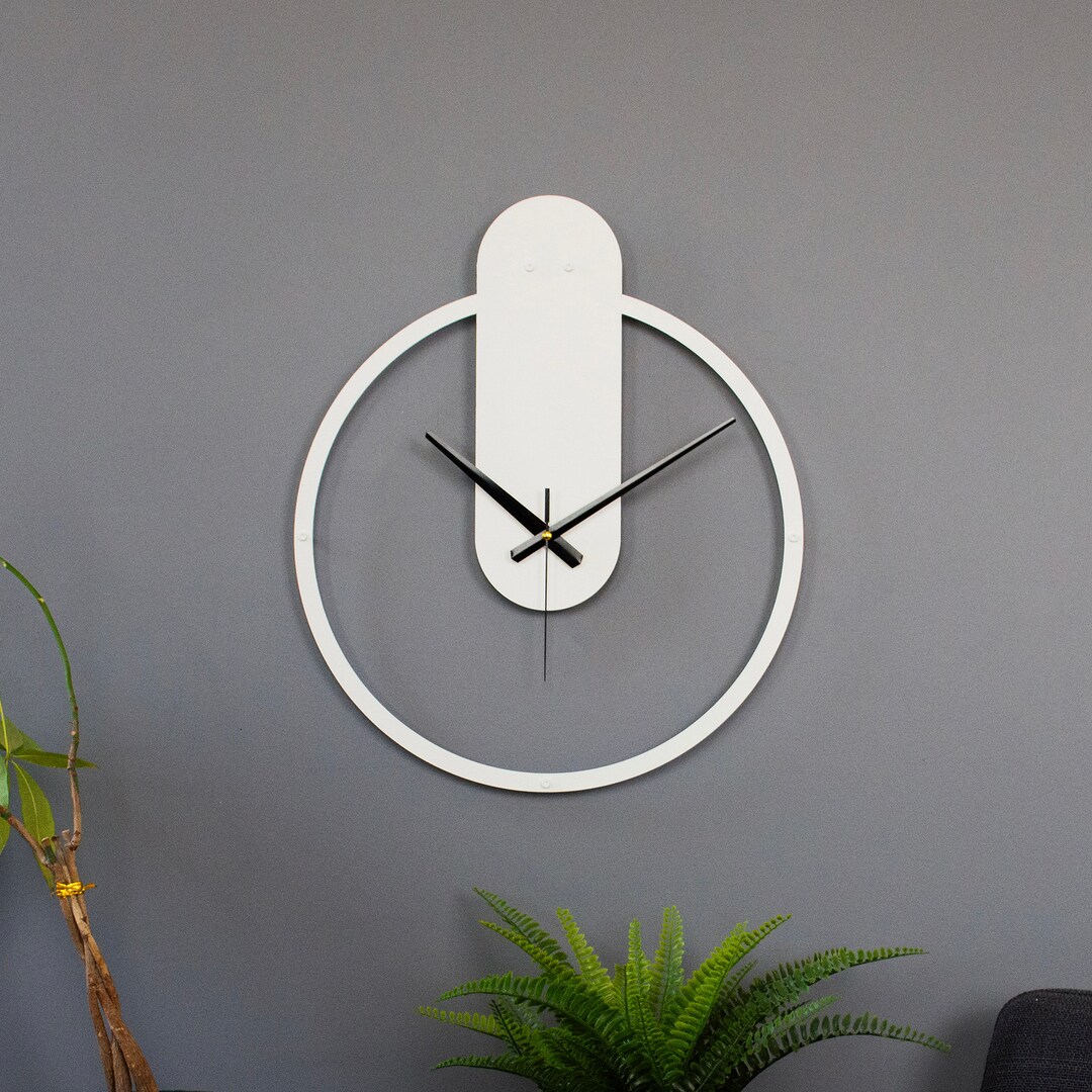 White Fomalhaut Large Wall Clock, Modern Design White Clock, Boho Wall ...
