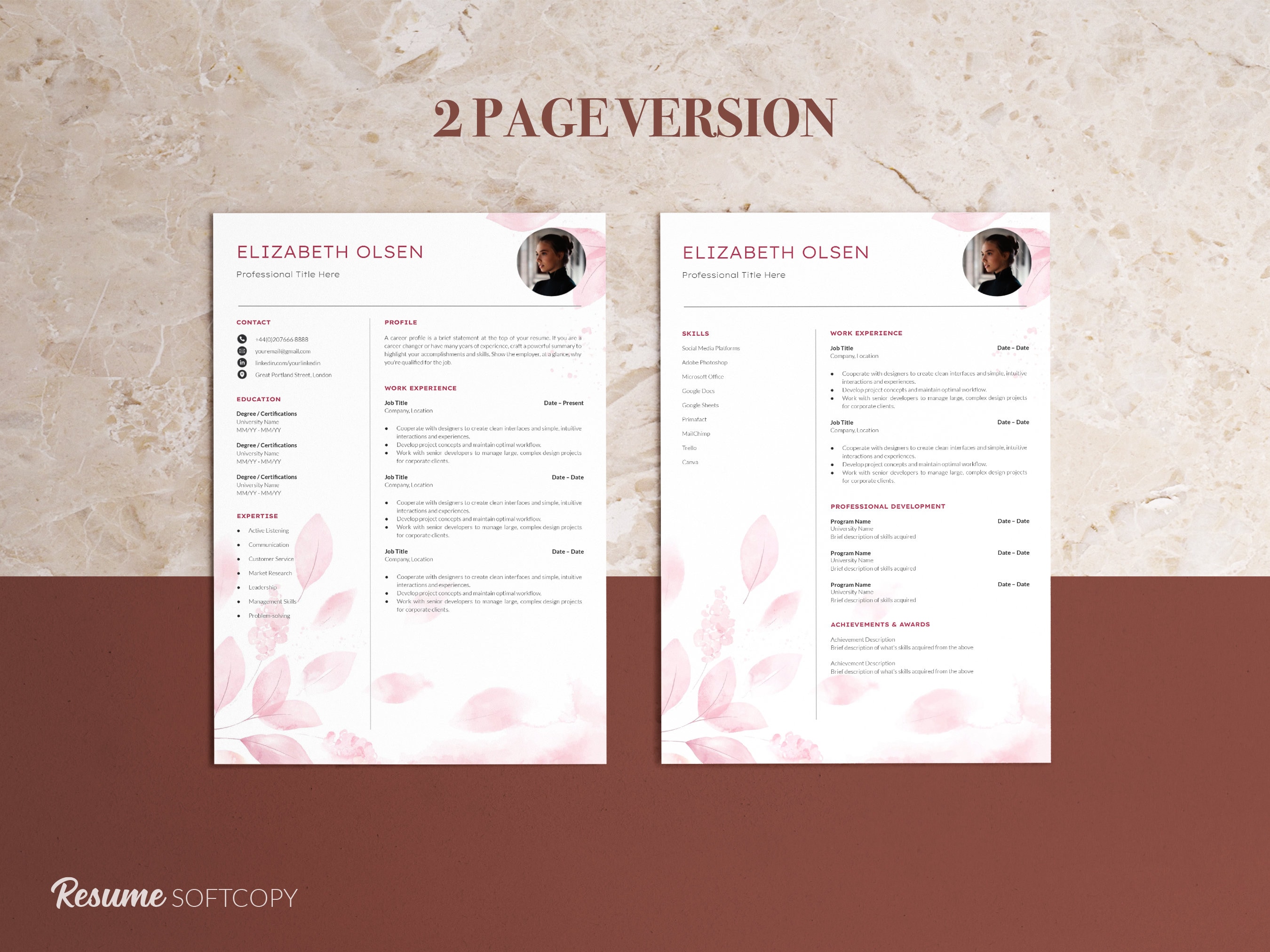 Resume Template With Photo Professional Resume Template for - Etsy