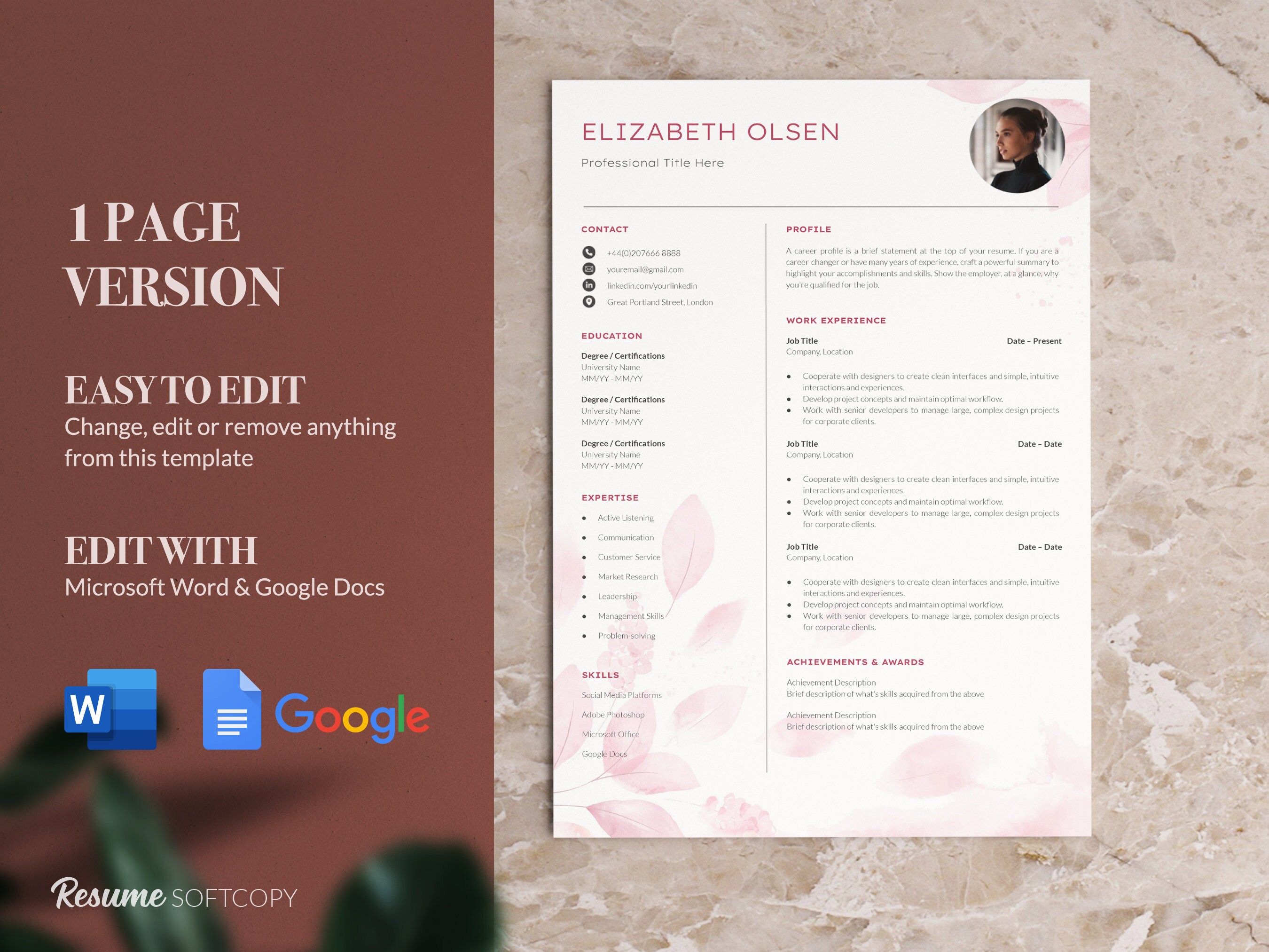 Resume Template With Photo Professional Resume Template for - Etsy