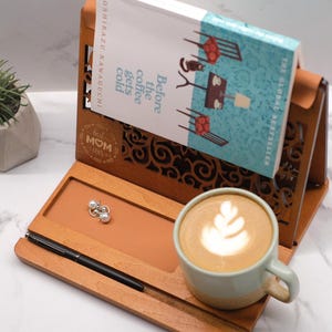 Personalized Wooden Book Holder, Book Stand for Reading, Book Valet ...